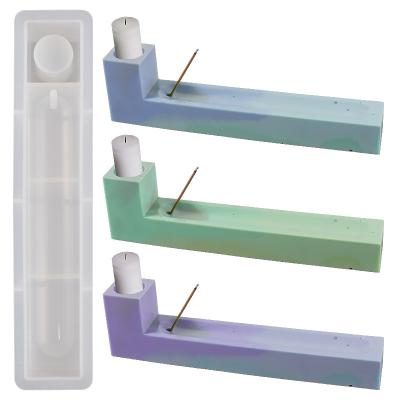 China DIY Aromatherapy Gypsum Platform Dropping Mold Square Cylindrical Candlestick Candlestick Incense Seat Silicone Mold for sale