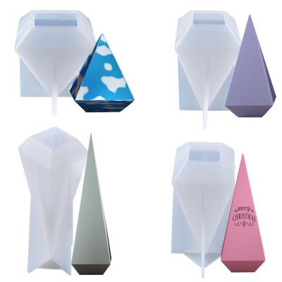 China DIY crystal dropper mold square cone crystal ring holder table cone candle silicone mold for sale