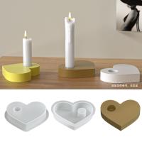 China Aromatherapy gypsum heart-shaped candle stand base silicone mold DIY heart-shaped thin candle holder mold for sale