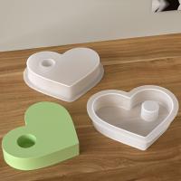 China Aromatherapy gypsum heart-shaped candle stand base silicone mold DIY heart-shaped thin candle holder mold for sale