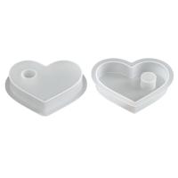 China Aromatherapy gypsum heart-shaped candle stand base silicone mold DIY heart-shaped thin candle holder mold for sale