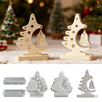 China DIY Resin Aromatherapy Gypsum Christmas Tree Bell Socket Pendant Base Display Silicone Mold for sale