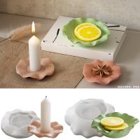 China DIY Glue Resin Mirror Lotus Leaf Plate Tray Silicone Mold Aromatherapy Gypsum Plate Decoration Mold for sale