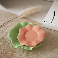 China DIY Glue Resin Mirror Lotus Leaf Plate Tray Silicone Mold Aromatherapy Gypsum Plate Decoration Mold for sale