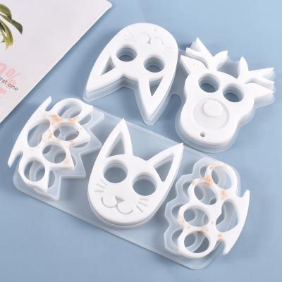 China DIY Crystal Dropping Glue Mold Keychain Fist Buckle Cat Face Silicone Mold Finger Tiger Silicone Mold Wholesale for sale