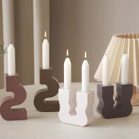 China Dropping gum U-shaped S-shaped wavy candle holder DIY aromatherapy gypsum candle holder candle stand silicone mold for sale
