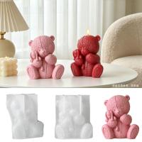 China New product: Stitching teddy bear holding rabbit ornament silicone mold DIY aromatherapy gypsum plush pattern teddy bear mold for sale