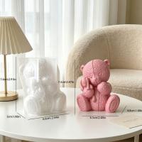 China New product: Stitching teddy bear holding rabbit ornament silicone mold DIY aromatherapy gypsum plush pattern teddy bear mold for sale