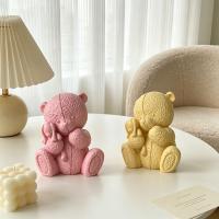 China New product: Stitching teddy bear holding rabbit ornament silicone mold DIY aromatherapy gypsum plush pattern teddy bear mold for sale