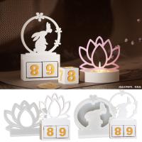 China DIY Round Wreath Butterfly Rabbit Candlestick Insert Plate Silicone Mold Hollow Lotus Candlestick Pendant Gypsum Mold for sale