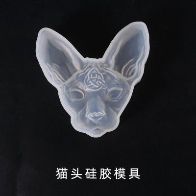 China DIY crystal dropper mold solemn and handsome Egyptian divine cat cat head ornament high mirror silicone mold for sale