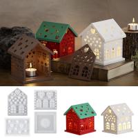 China Crystal dropper resin gypsum love candle house DIY Christmas house small night light silicone mold for sale