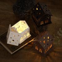 China Crystal dropper resin gypsum love candle house DIY Christmas house small night light silicone mold for sale