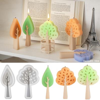 China DIY resin gypsum tree platform grinding tool aromatherapy size tree leaves candle ornament silicone mold for sale