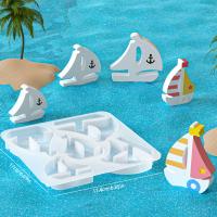 China Five row sailboat silicone mold, ocean style aromatherapy candle, gypsum ornament, home decoration, drip glue mold for sale