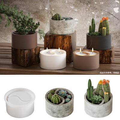 China DIY Large Dropping Resin Tai Chi Yin Yang Storage Can Flower Pot Aromatherapy Gypsum Candle Cup Silicone Mold Wholesale for sale