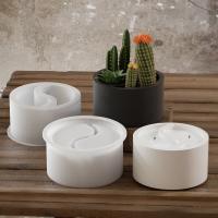China DIY Large Dropping Resin Tai Chi Yin Yang Storage Can Flower Pot Aromatherapy Gypsum Candle Cup Silicone Mold Wholesale for sale