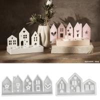China Three in one and five in one house insert board DIY gypsum heart pentagram house candle holder ornament silicone mold for sale
