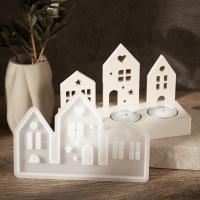 China Three in one and five in one house insert board DIY gypsum heart pentagram house candle holder ornament silicone mold for sale