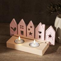 China Three in one and five in one house insert board DIY gypsum heart pentagram house candle holder ornament silicone mold for sale
