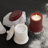 China DIY gypsum cement aromatherapy candle cup ornament Roman column striped cup gypsum mirror silicone mold for sale