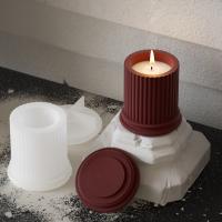 China DIY gypsum cement aromatherapy candle cup ornament Roman column striped cup gypsum mirror silicone mold for sale