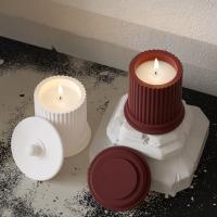 China DIY gypsum cement aromatherapy candle cup ornament Roman column striped cup gypsum mirror silicone mold for sale