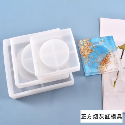 China DIY crystal dropper mold new high mirror transparent square ashtray silicone mold for sale