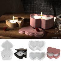 China Gypsum Cement Spades A Double Love Stacking Music Storage Box Silicone Mold Aromatherapy Candle Cup Grinding Tool for sale