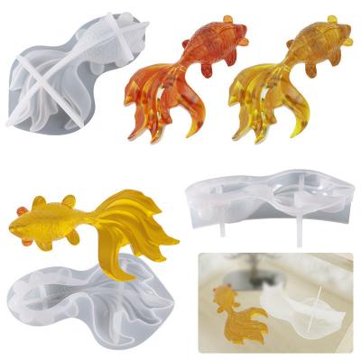 China DIY crystal dropper 3D goldfish mold, koi fish ornament, goldfish shaped decoration, silicone grinding for sale