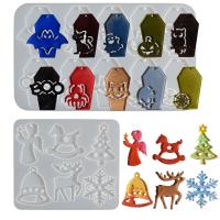 China DIY Christmas Tree Snowflake Elk Trojans Angel Halloween Coffin Pendant Hanging Decoration Silicone Mold for sale