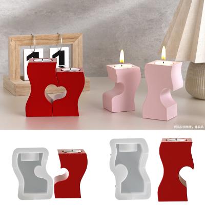 China DIY irregular S-shaped candle base ornament splicing heart-shaped candle holder aromatherapy gypsum silicone mold for sale