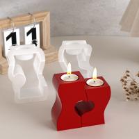 China DIY irregular S-shaped candle base ornament splicing heart-shaped candle holder aromatherapy gypsum silicone mold for sale