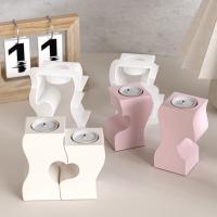 China DIY irregular S-shaped candle base ornament splicing heart-shaped candle holder aromatherapy gypsum silicone mold for sale
