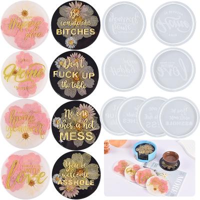 China DIY Crystal Dropper, English Letters, Blessings, Hurtful Words For Friends, Coaster, Teacup Holder, Mirror Silicone Mold for sale