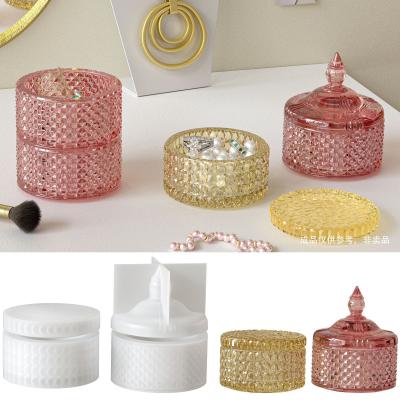 China Diamond Patterned Cylindrical Storage Jar, Silicone Mold, Stacked Jewelry Box, Candle Cup Mold, Aromatherapy Gypsum DIY Mold for sale