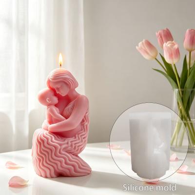 China 3D Mother And Child Portrait Silicone Mold DIY Mother And Child Embrace Aromatherapy Candle Gypsum Decoration Mold for sale