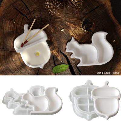 China Cross border popular squirrel acorn tray silicone mold DIY gypsum aromatherapy ornament cement storage tray grinding tool for sale