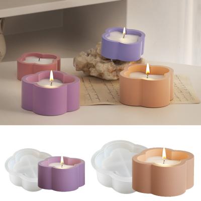 China DIY Clover Sized Storage Box Ornament, Gypsum Candle Cup, Potted Succulent Flower Container, Silicone Mold for sale