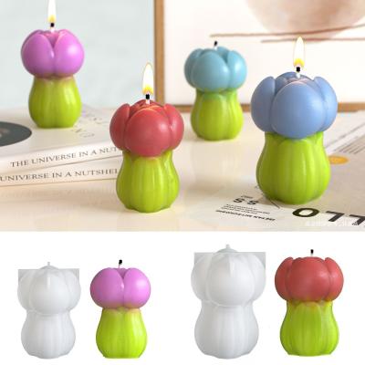 China Aromatherapy Gypsum Flower Ornament Silicone Mold DIY Tulip 3D Table Candle Mold for sale