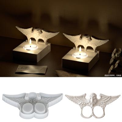 China Halloween Eagle Plugin Square Candlestick Silicone Mold DIY Aromatherapy Gypsum Candle Base Mold for sale