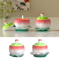 China DIY Aromatherapy Gypsum Lotus Leaf Plate Base Tray Lotus Storage Can Candle Cup Silicone Mold for sale