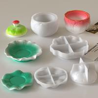 China DIY Aromatherapy Gypsum Lotus Leaf Plate Base Tray Lotus Storage Can Candle Cup Silicone Mold for sale