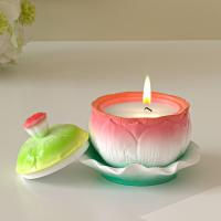 China DIY Aromatherapy Gypsum Lotus Leaf Plate Base Tray Lotus Storage Can Candle Cup Silicone Mold for sale