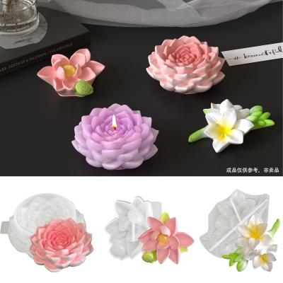 China New Product: Succulent Lotus Orchid Candle Silicone Mold DIY Fragrant Stone Car Ornament Gypsum Mold for sale