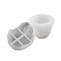 China DIY Abstract Art Face Storage Dish Dropping Mold Gypsum Cement Candle Container Cup Silicone Mold for sale