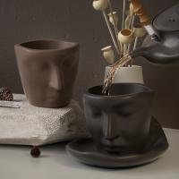 China DIY Abstract Art Face Storage Dish Dropping Mold Gypsum Cement Candle Container Cup Silicone Mold for sale