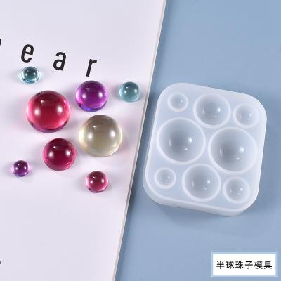 China DIY Crystal Dropper Mold, Eight Grid Semi-circular Bead Mirror Transparent Silicone Mold, Spot Wholesale for sale
