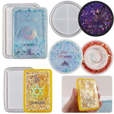 China Resin Quicksand Photo Frame Platform Mold, Rectangular And Circular Quicksand Bar Holder, Hanging Tag, Silicone Mold for sale