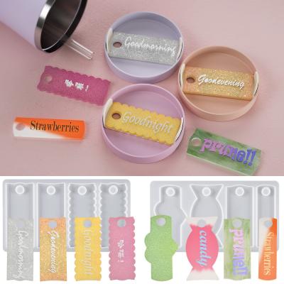 China Cup Cap Dropper Identification Tag 40oz Stanley Cup Straw Fixed Nameplate Piece Backpack Nameplate Piece Silicone Mold for sale